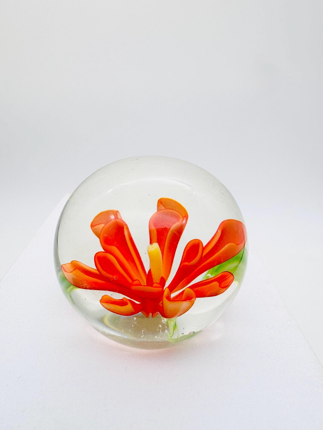 Vintage Red Orange Flowers Paperweight - Etsy