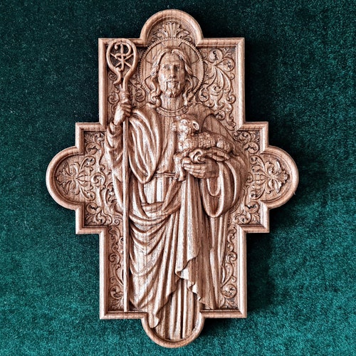 The Shepherd Cross Wooden Carved Cross - Etsy