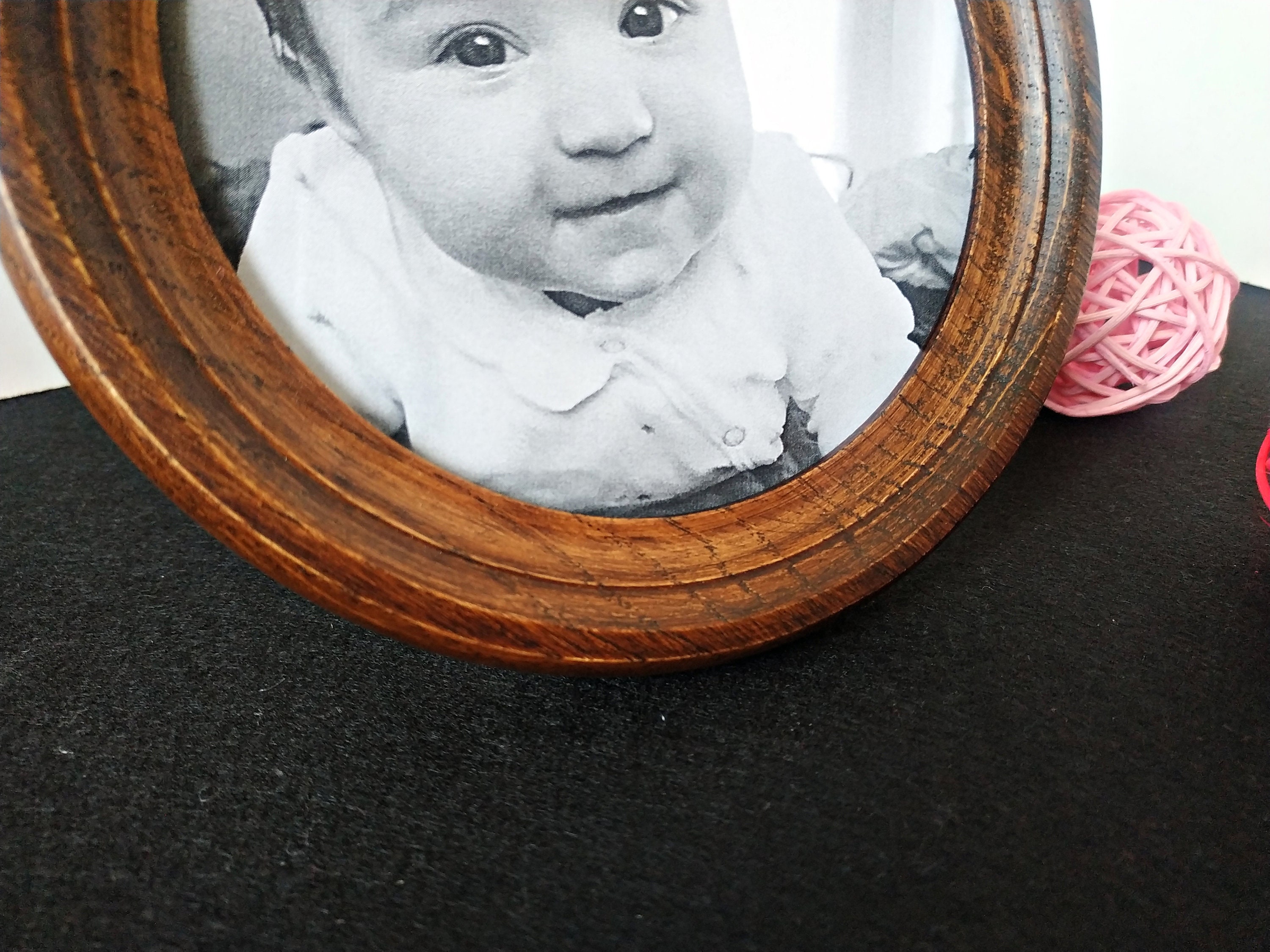 Wooden Round Frame Round Picture Frame Tabletop Round Frame - Etsy