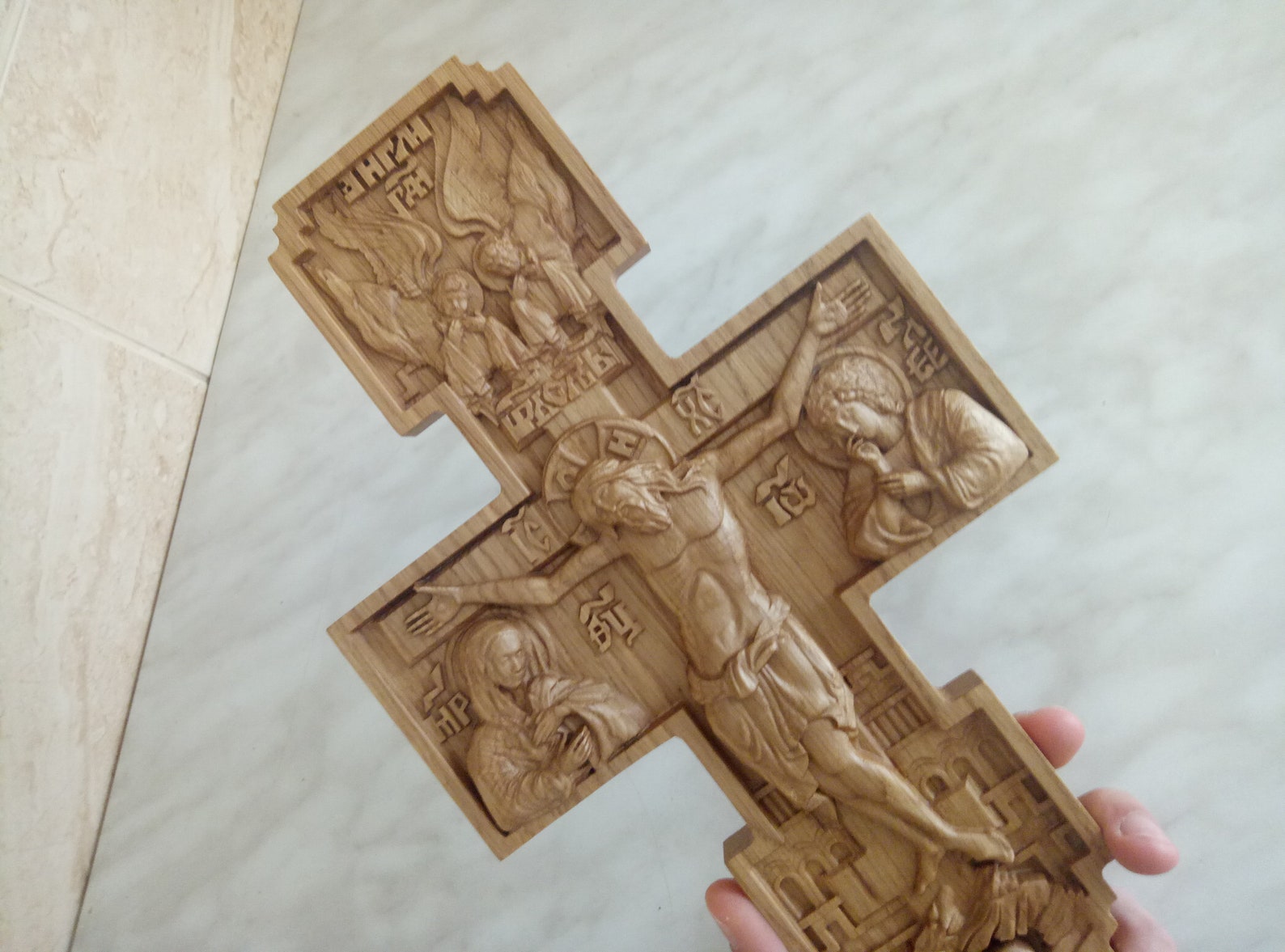 Oak Wood Crucifix, Jesus Christ Carved Wooden Cross, Religious Gift - Etsy