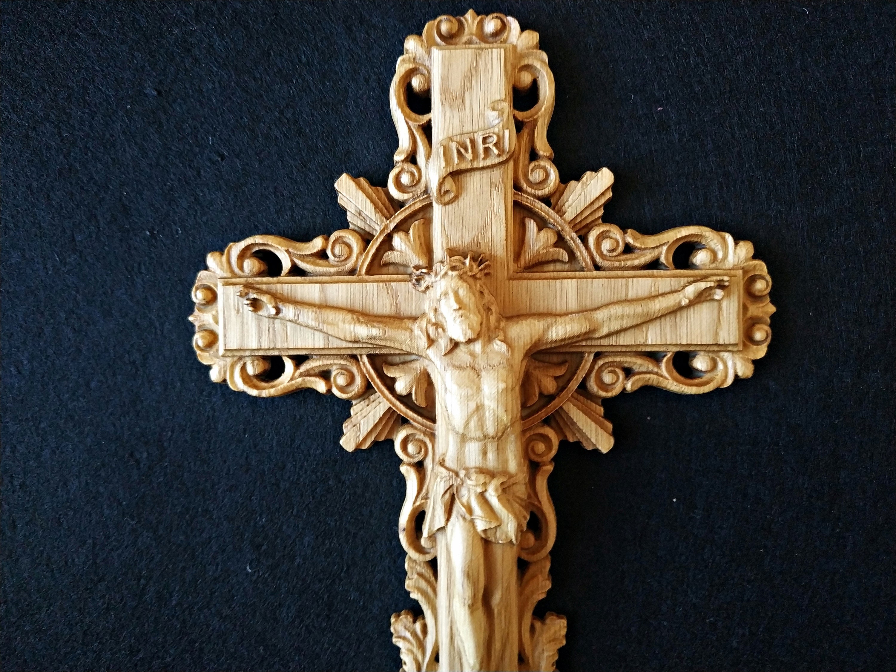 Oak Wood Crucifix, Jesus Christ Carved Religious Wall Art - Etsy