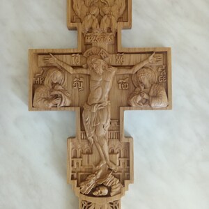 Oak Wood Crucifix, Jesus Christ Carved Wooden Cross, Religious Gift - Etsy