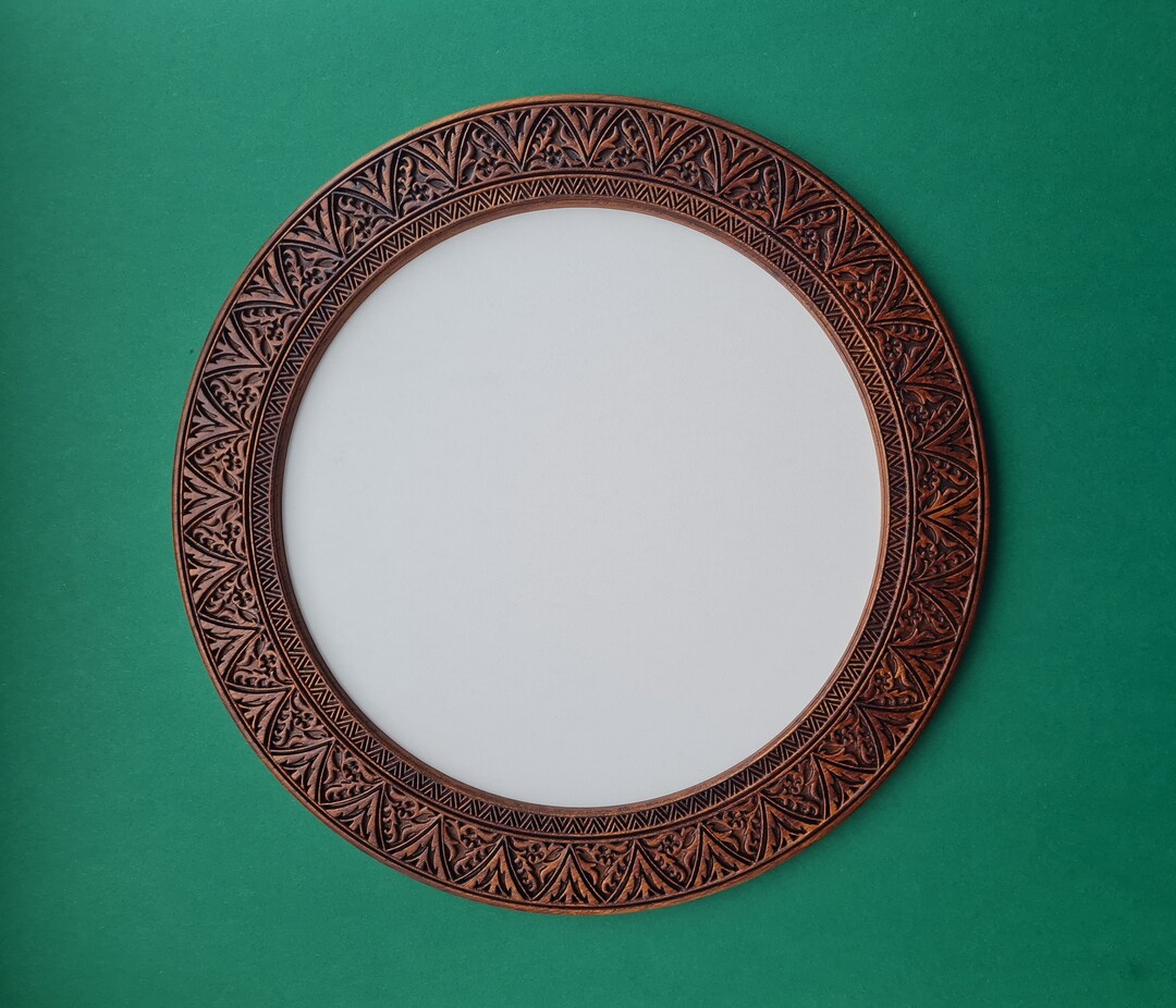 Round Frame, Wooden Round Frame, Round Picture Frame, Round Carved ...