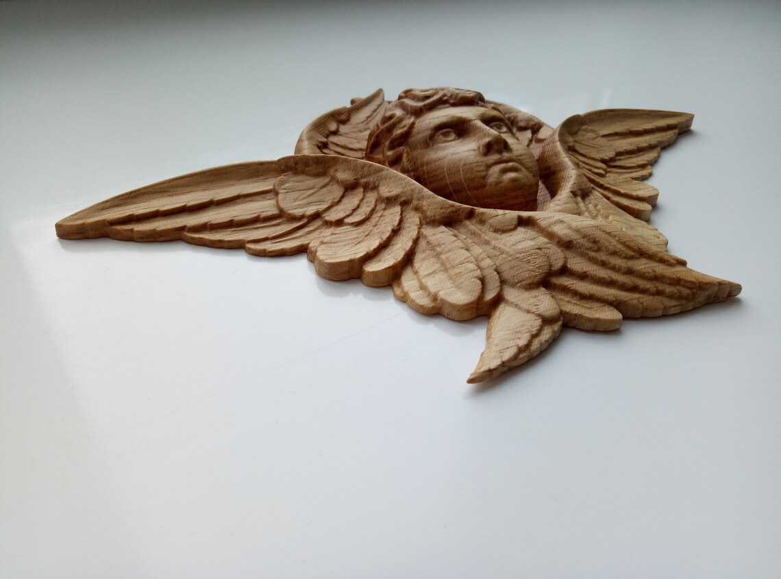 Cherub Winged Angelic Angel Wooden Angel Carved Angel - Etsy