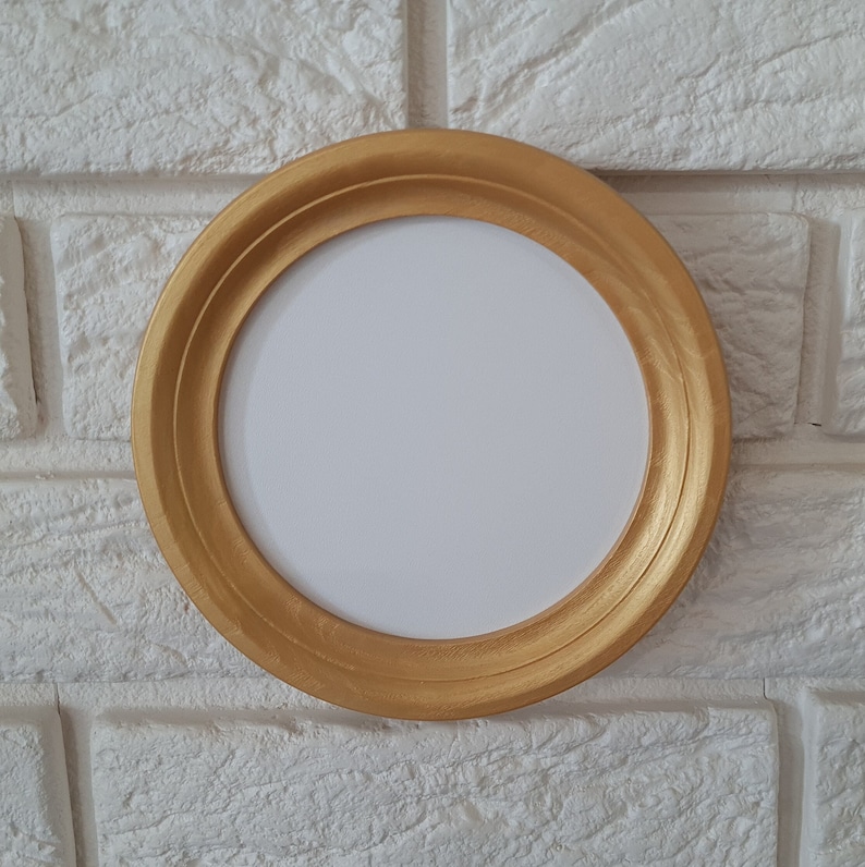 Golden Round Frame Wooden Picture Frame Round Photo Frame - Etsy