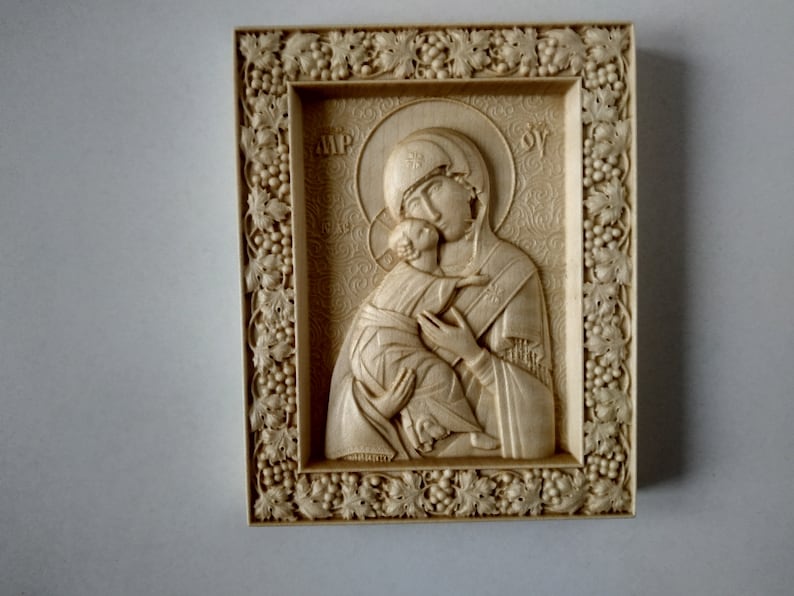 Little Virgin Mary Icon Our Lady Virgin Mary and Jesus Wood | Etsy