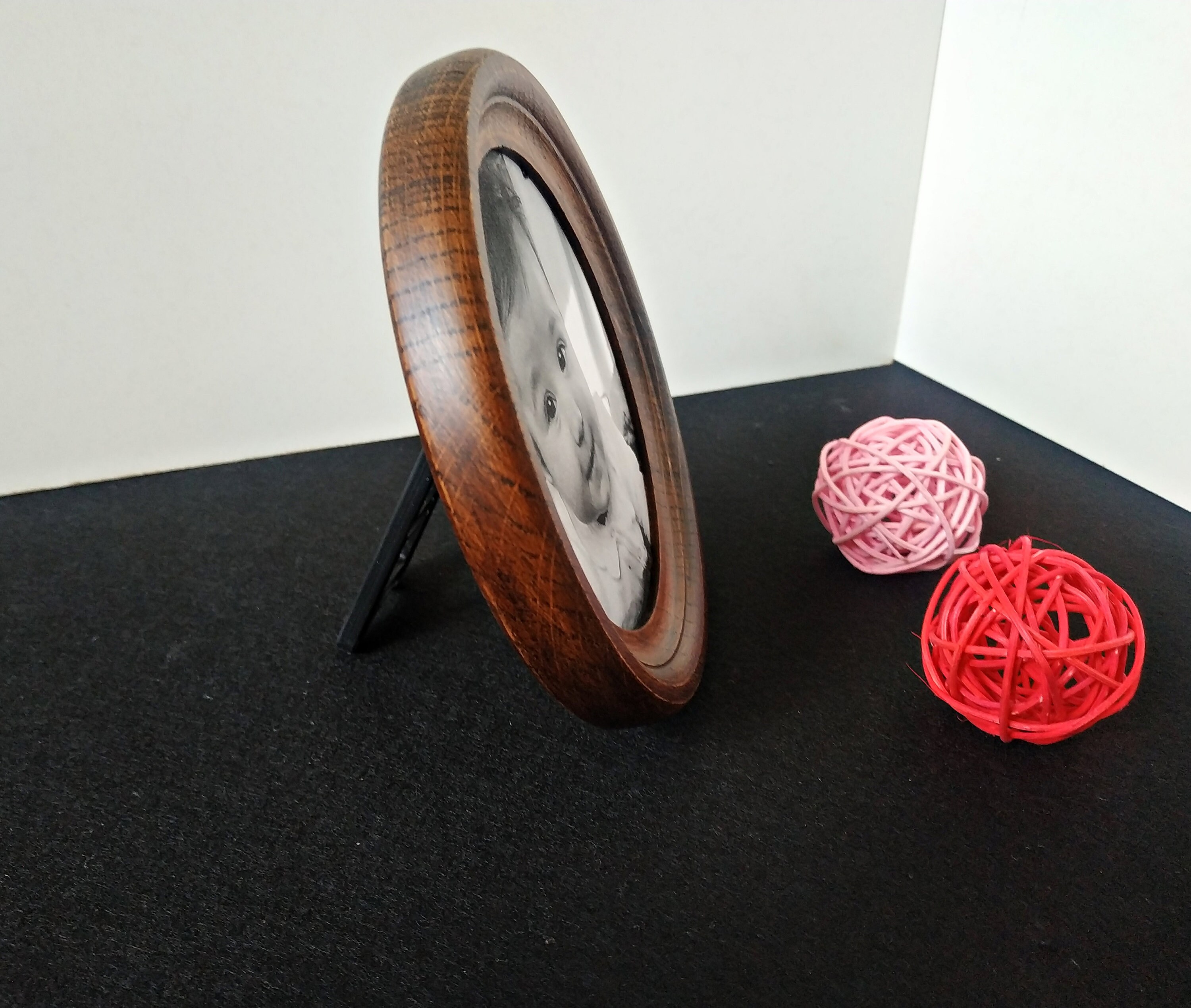 Wooden Round Frame Round Picture Frame Tabletop Round Frame - Etsy