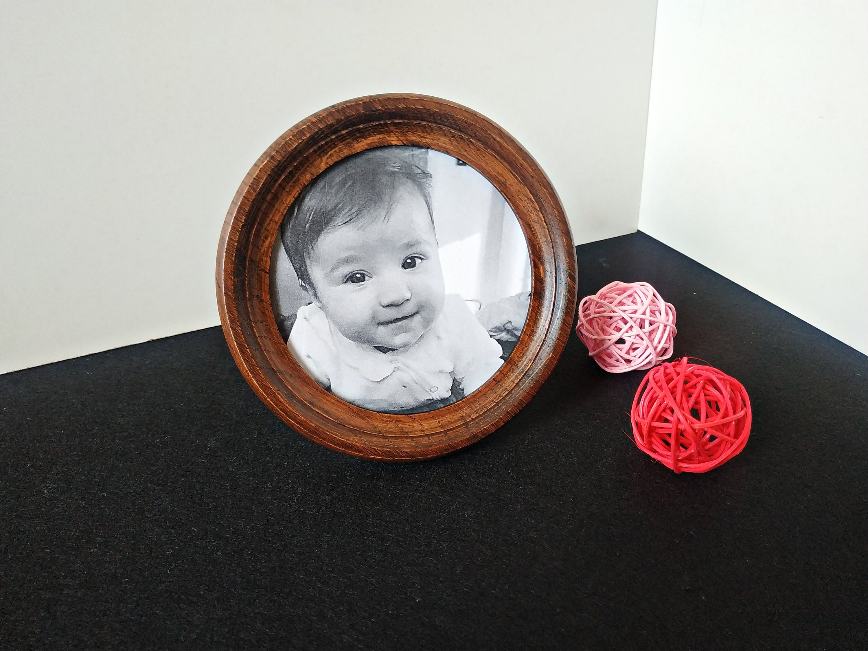 Wooden Round Frame Round Picture Frame Tabletop Round Frame - Etsy