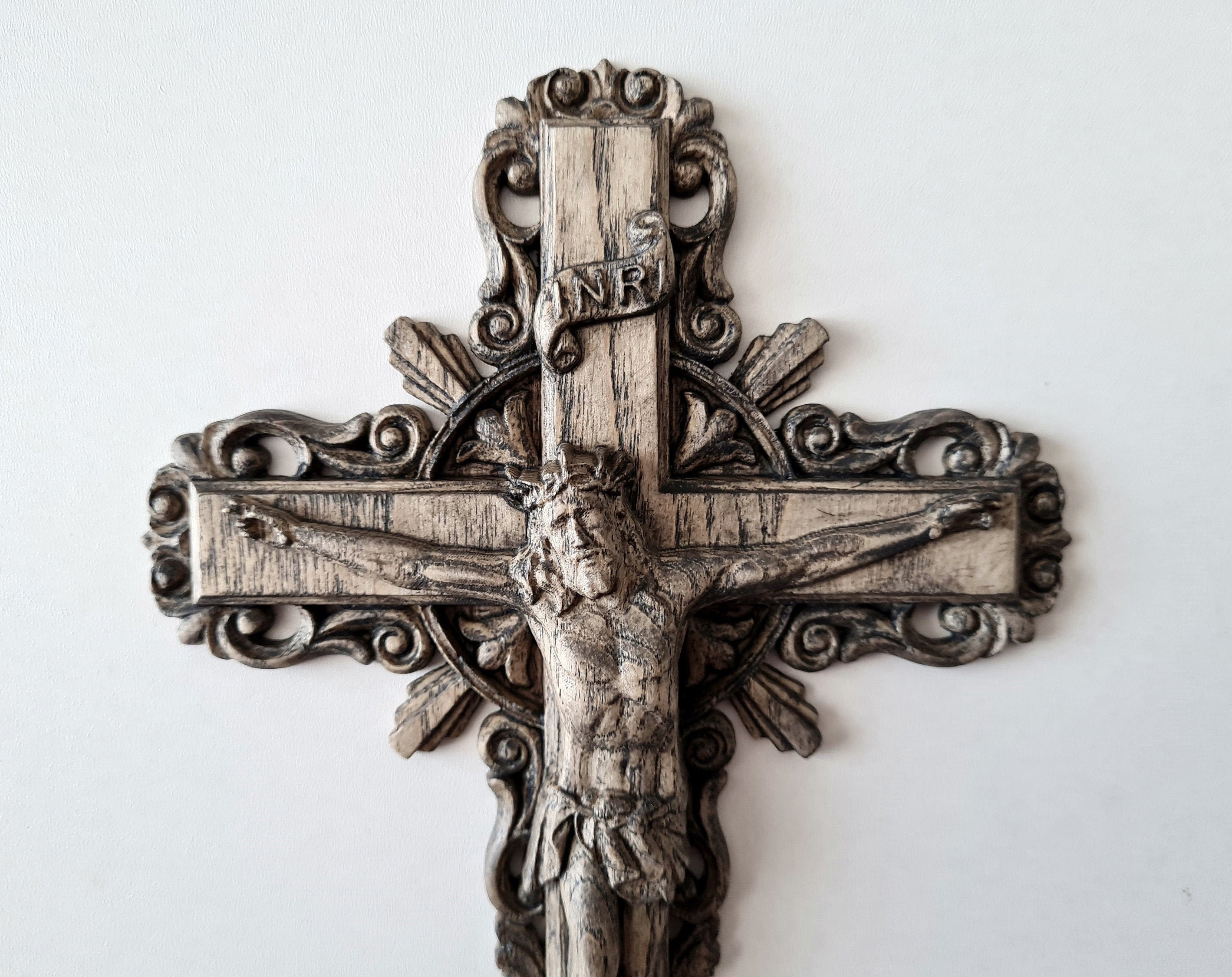 Wood Crucifix Catholic Cross Wood Carving Crucifix Jesus | Etsy