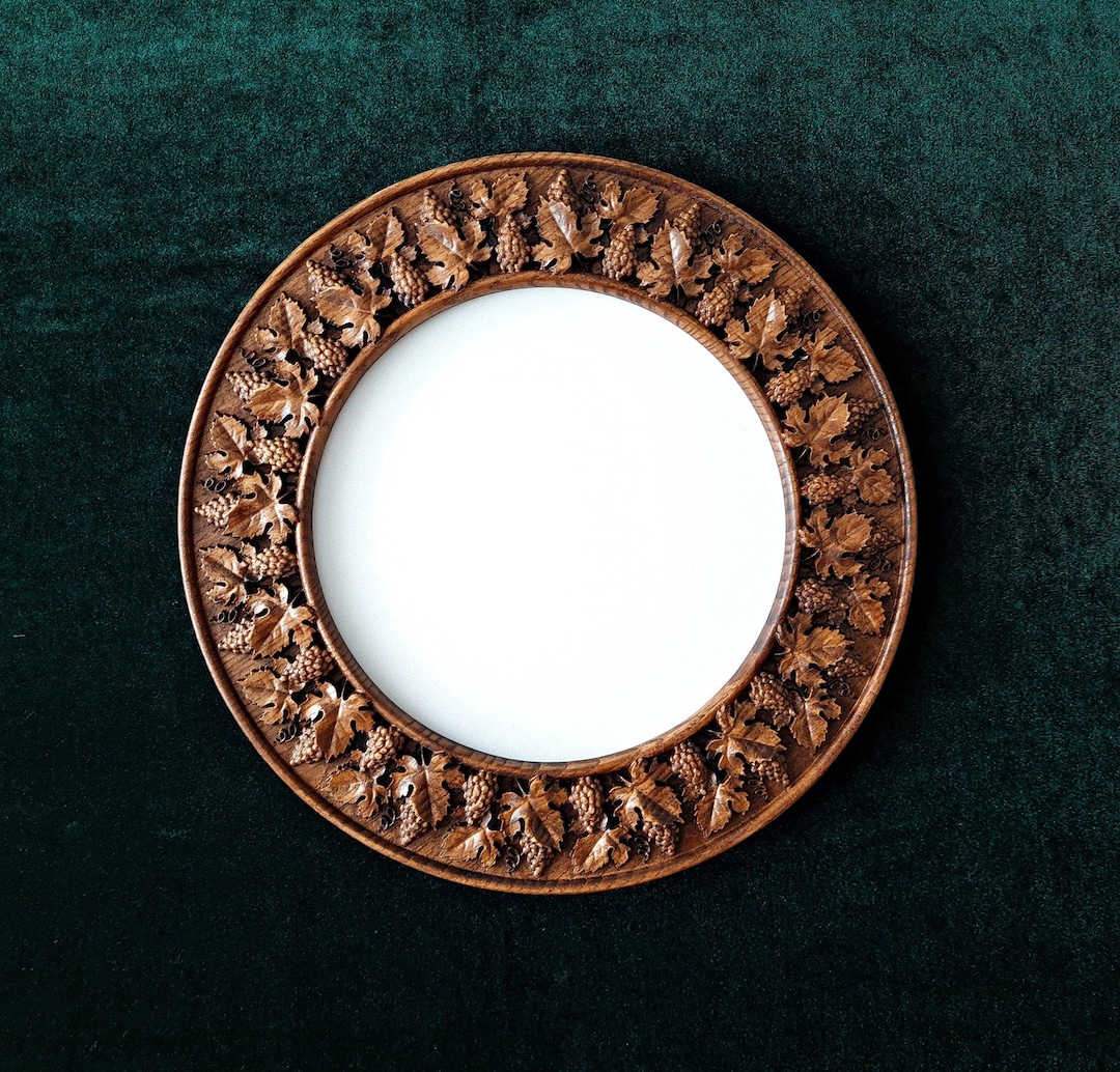 Greek Carved Wooden Round Frame With Grapes, Mirror Frame, 7x7, 8x8 ...