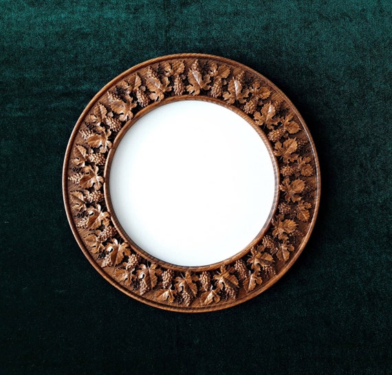 Greek Carved Wooden Round Frame With Grapes Mirror Frame - Etsy
