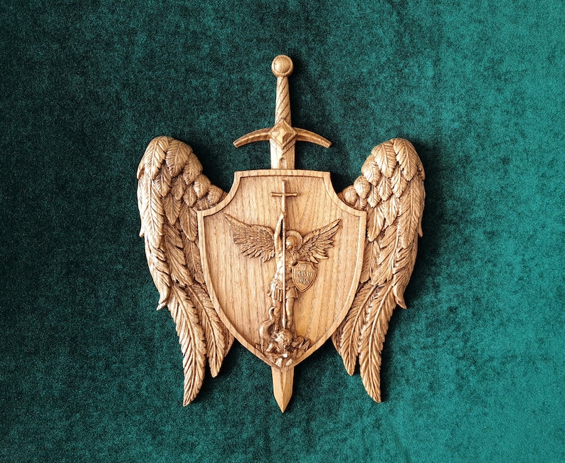 Holy Sword and Shield Archangel Michael Carved Wooden Shield - Etsy