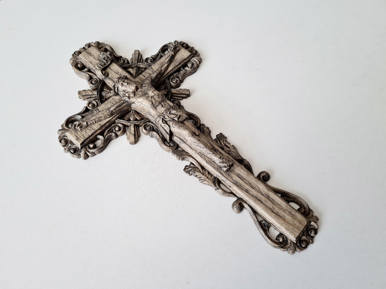 Wood Crucifix Catholic Cross Wood Carving Crucifix Jesus Christ Wall ...