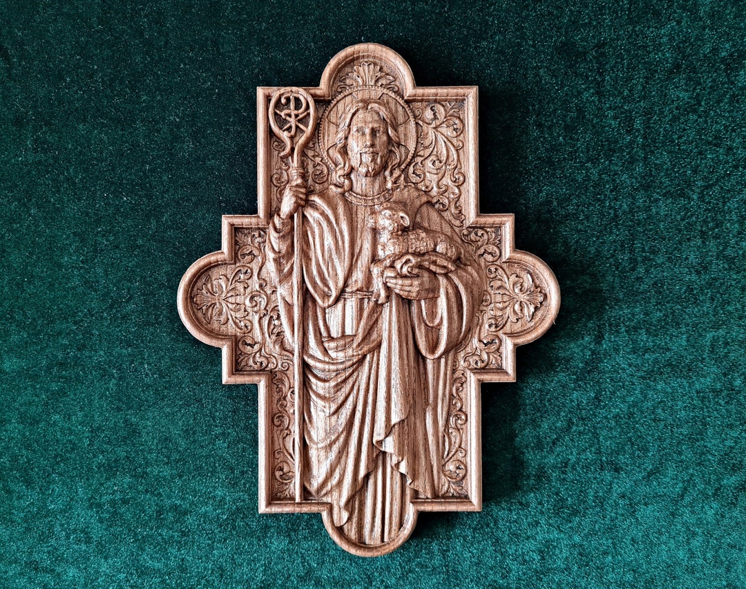 The Shepherd Cross, Wooden Carved Cross - Etsy