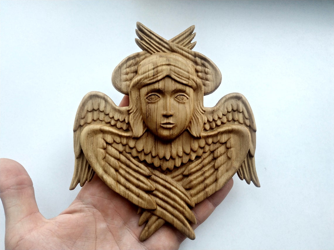 Winged Angelic Cherub Angel Carved Angel Wooden Angel - Etsy