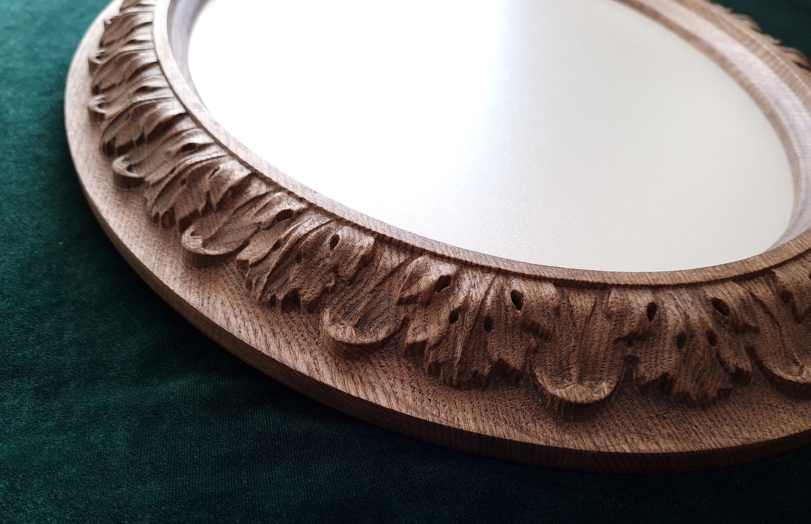 Carved Ash Wood Oval Picture Frame, Acrylic Glass - Etsy