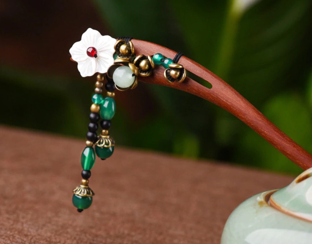 Ethnic Hair Stick Handmade Hair Pin Verawood and Stones - Etsy