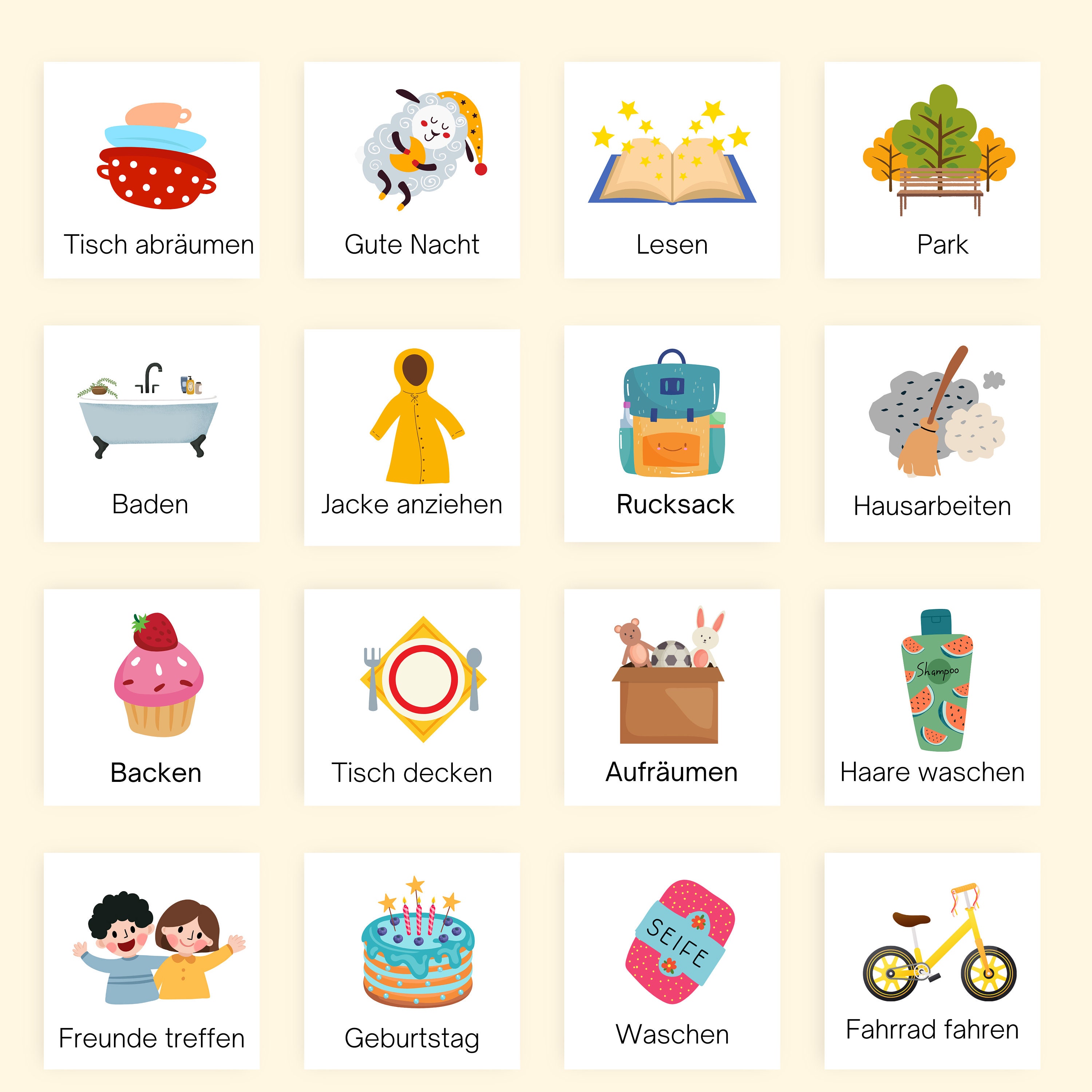 Tagesplan Kinder PDF, Montessori, Tagesablauf Kinder, Routinekarten ...