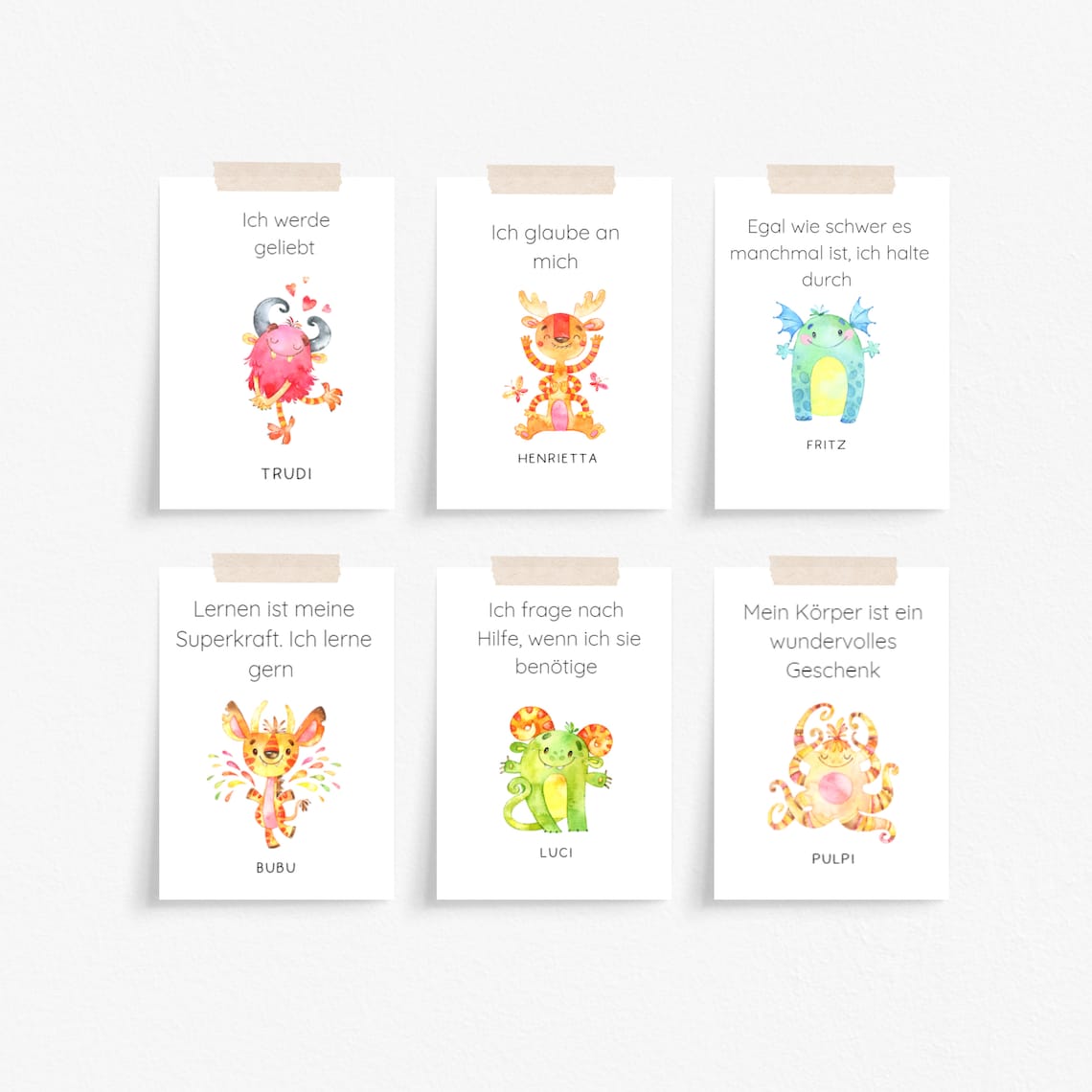 Affirmationskarten Kinder, Mutmach Karten Monster, Motivationskarten ...