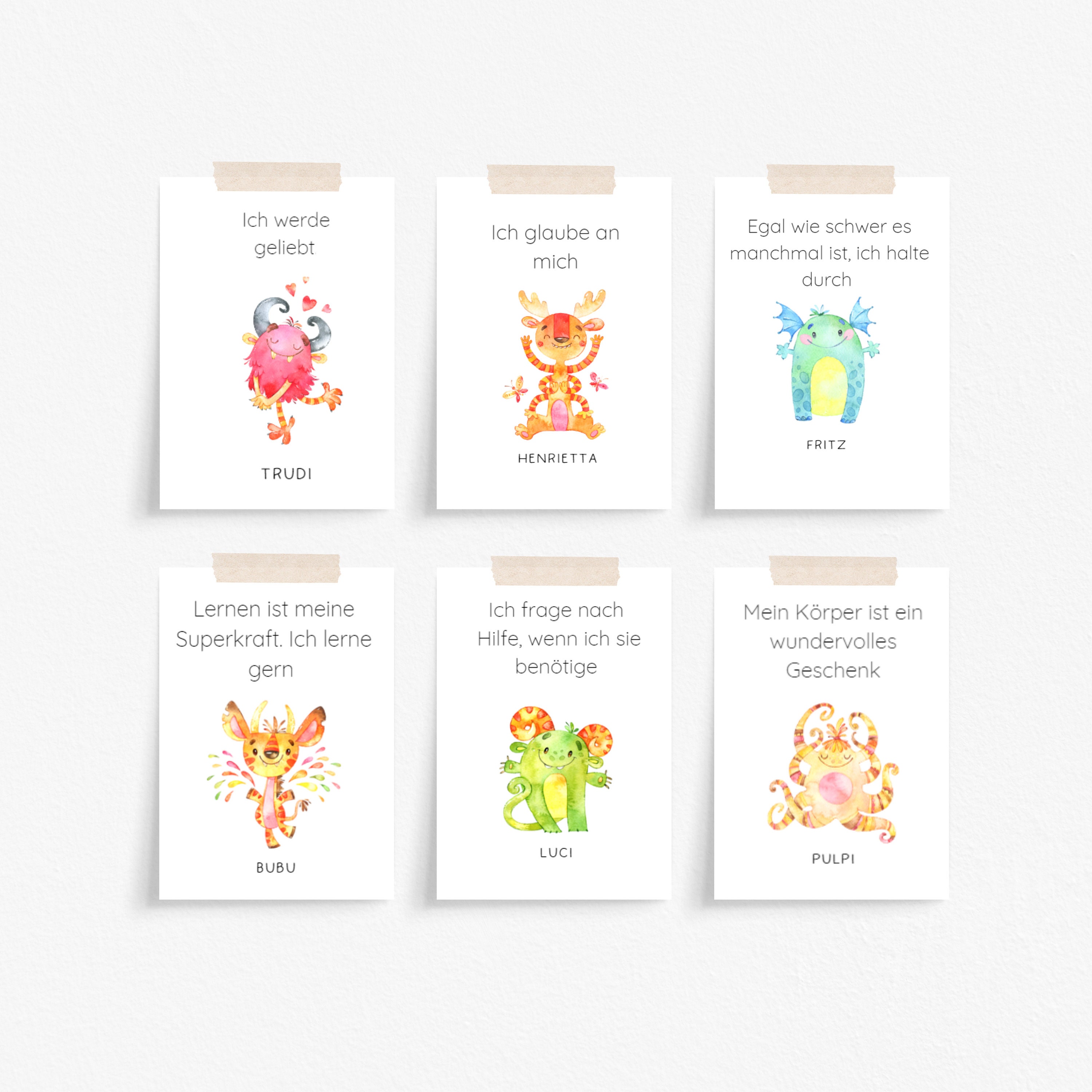Affirmationskarten Kinder, Mutmach Karten Monster, Motivationskarten ...