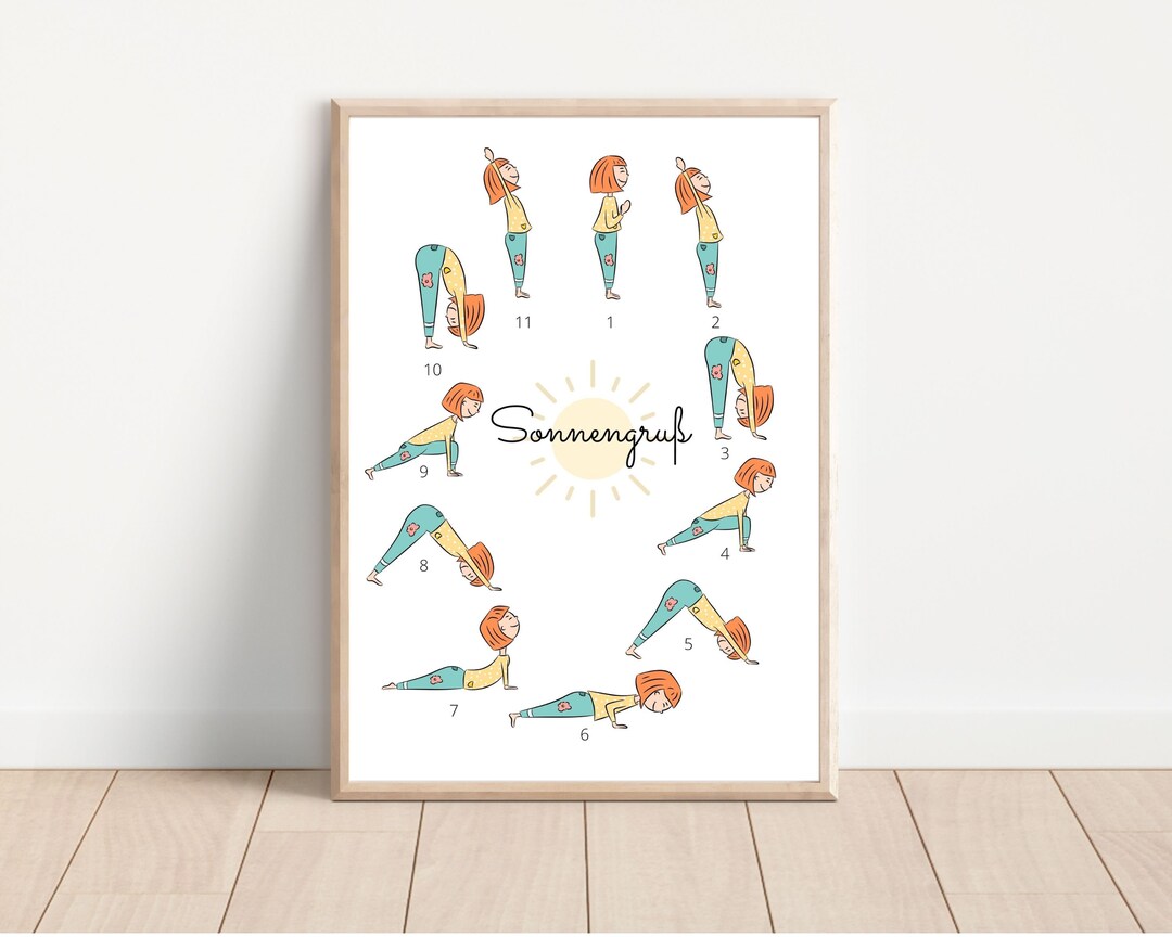Yoga Posters for Children Sun Salutation Montessori Poster Yoga ...