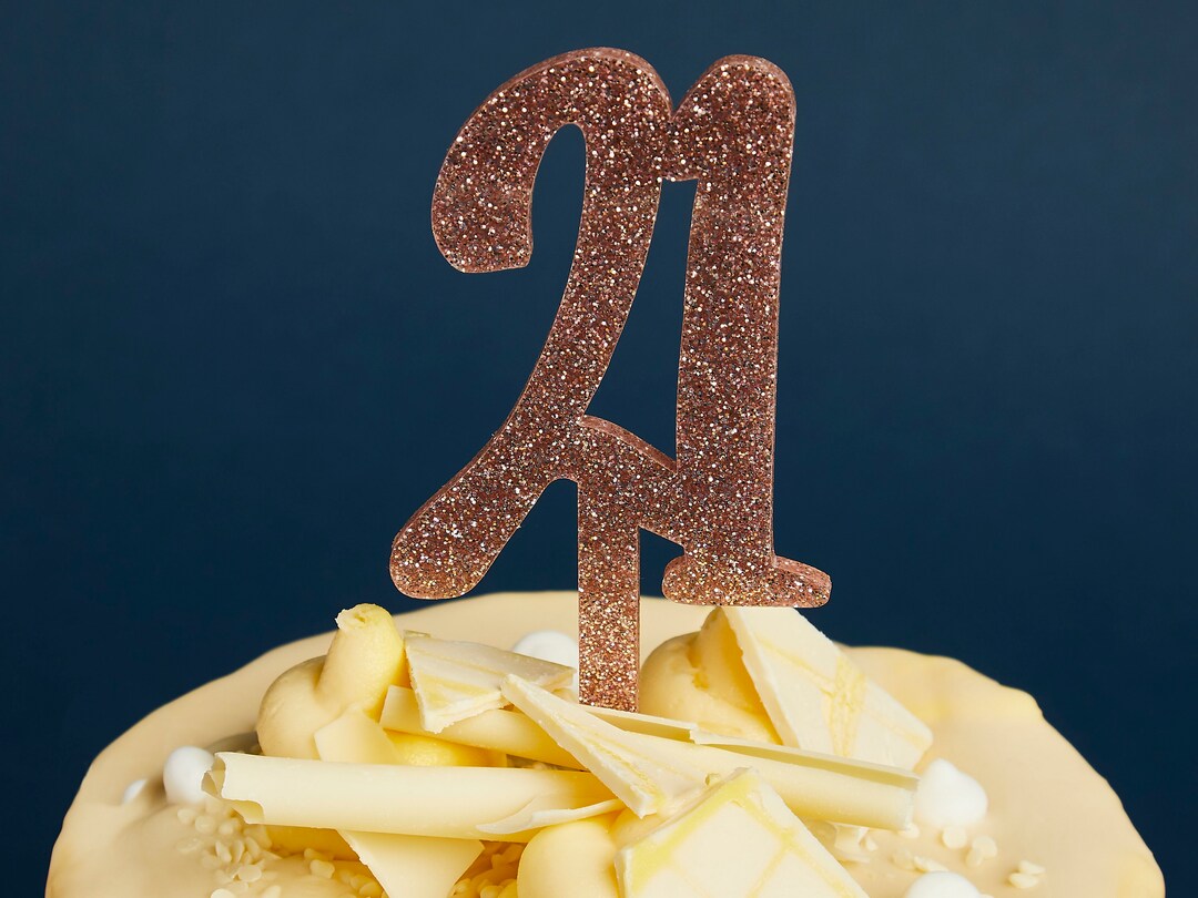 Gold Glitter Acrylic 21st Birthday Cake Topper Gold 21st - Etsy