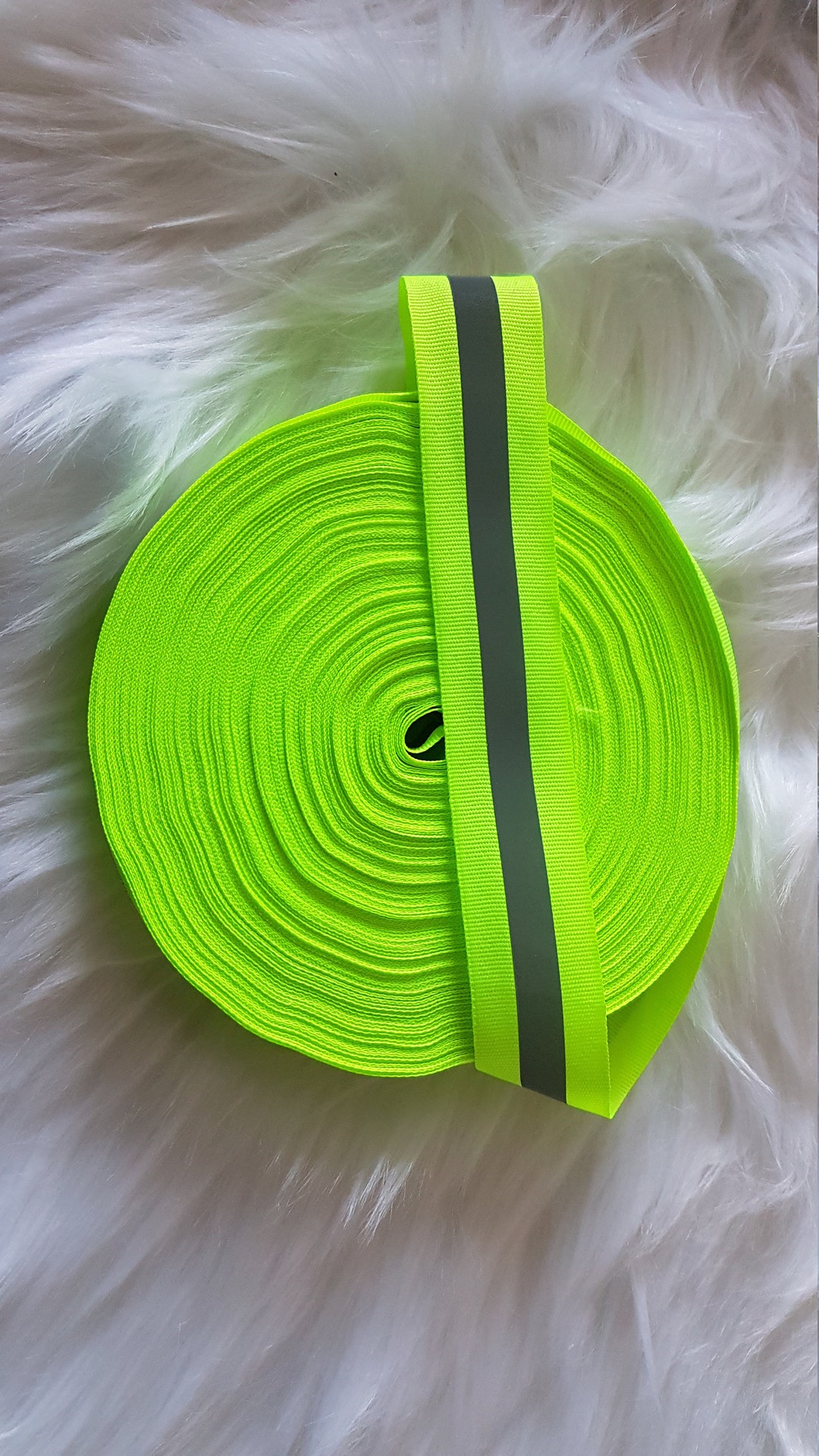 Bande réfléchissante largeur 30 mm, bande tissu jaune fluo, bande ...