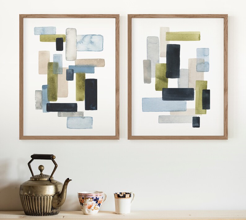Abstract posters setset of 2 wall art | Etsy