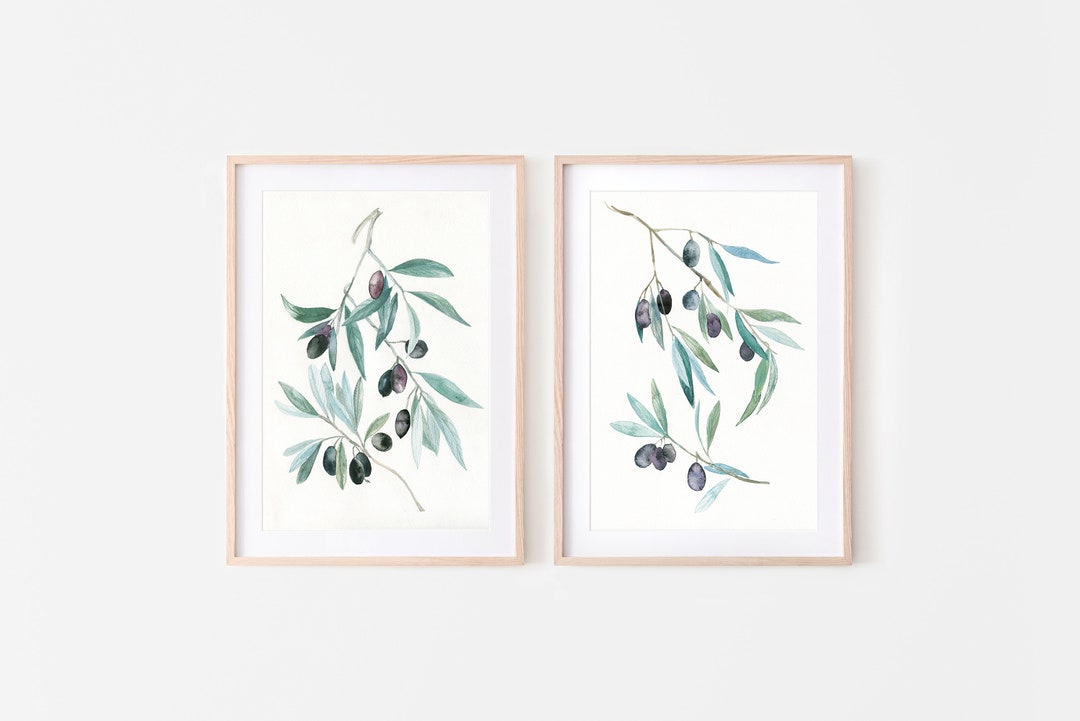 Olive Branch Poster,botanical Prints Set of 2,botanical Watercolor ...