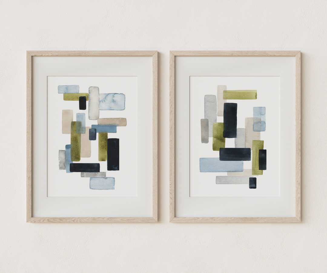 Abstract Posters Set,set of 2 Wall Art Prints,abstract,geometric Prints ...