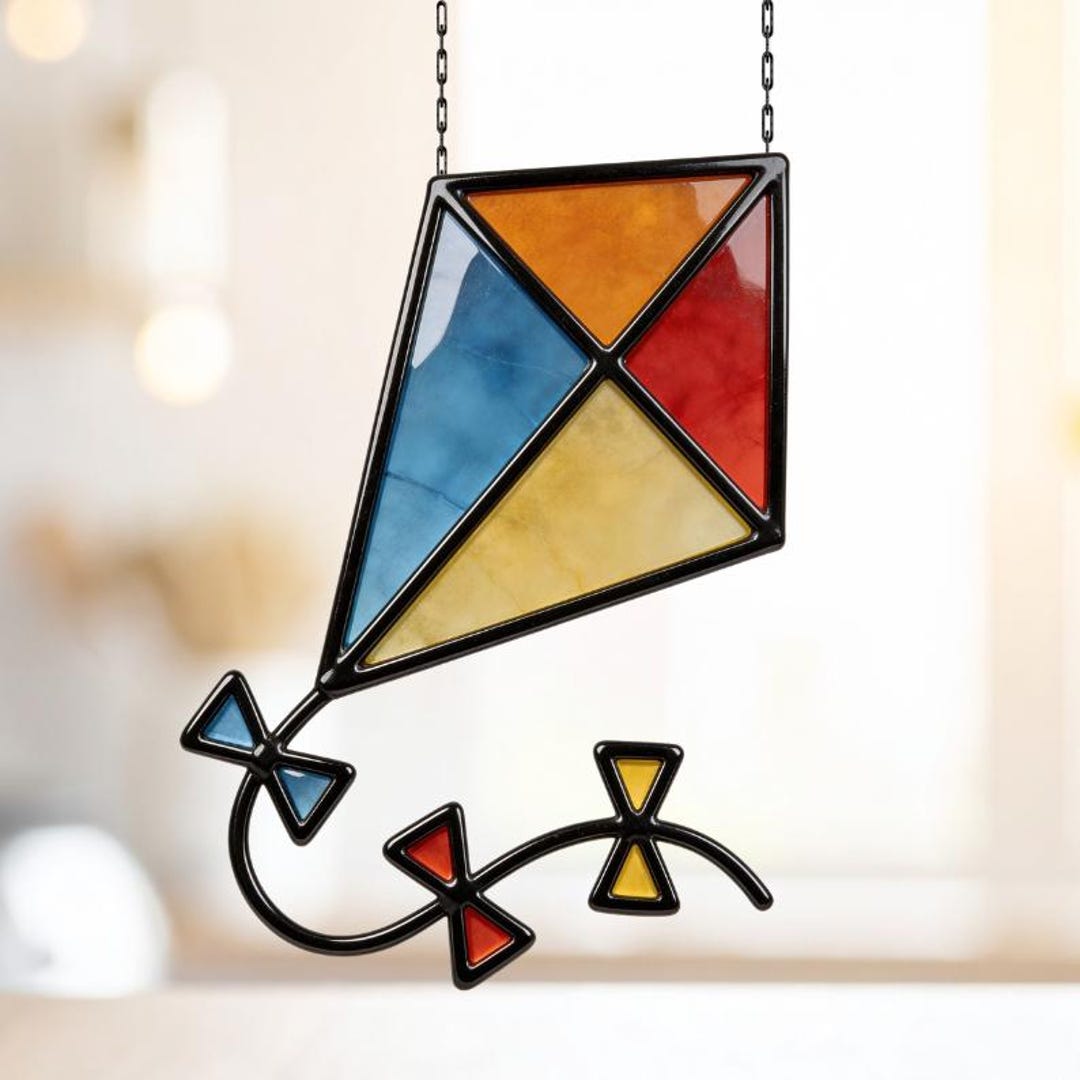 Colorful Kite Window Suncatcher Stained Glass Pattern, Easy DIY Glass ...
