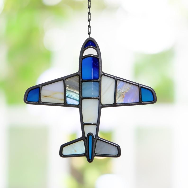 Minimal Airplane Stained Glass Pattern, Three Aircraft Silhouettes ...