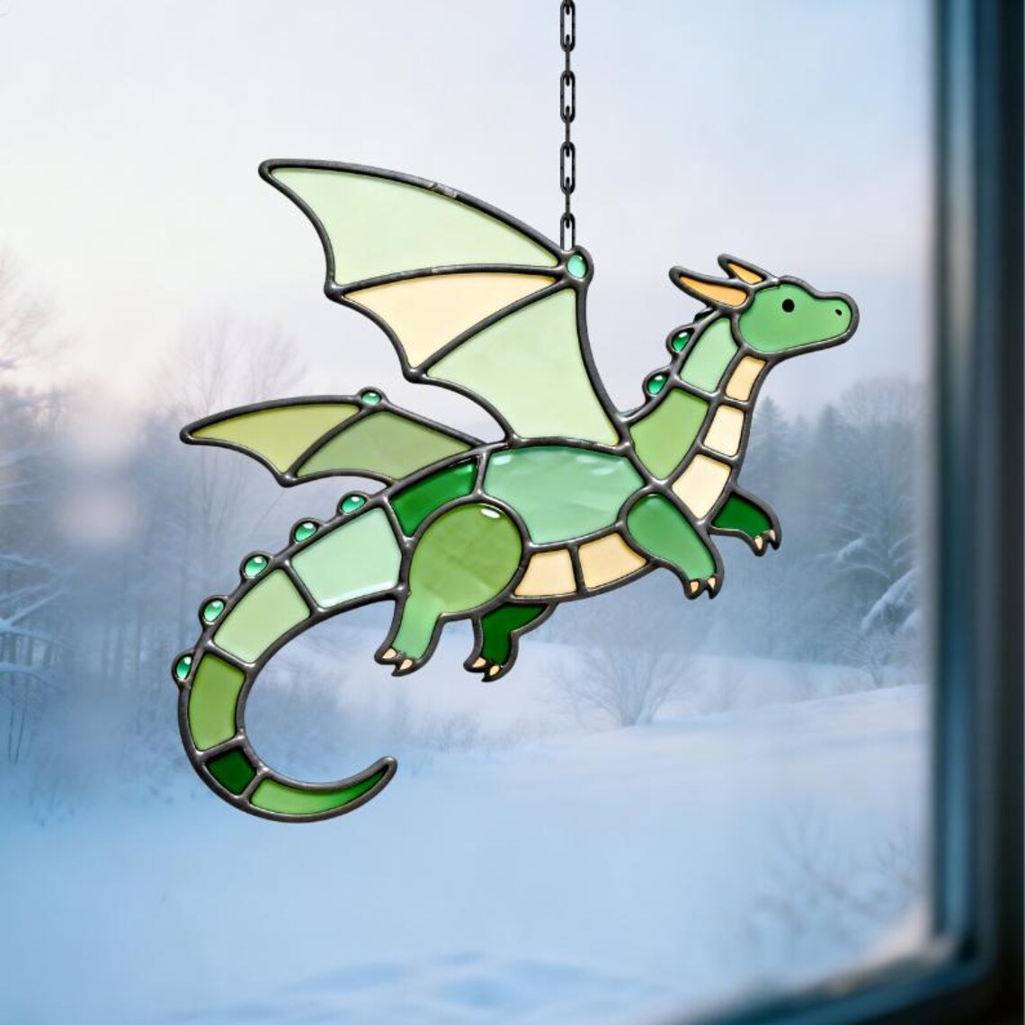 Flying Green Dragon Suncatcher Stained Glass Pattern (digital Download ...