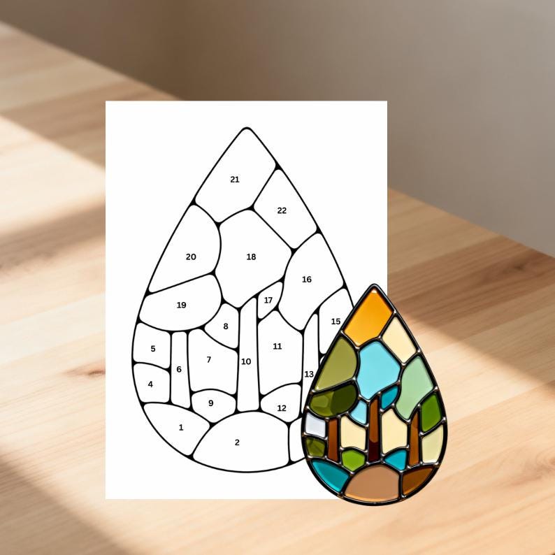 Water Drop Forest Stained Glass Pattern, Forest Suncatcher, Nature ...