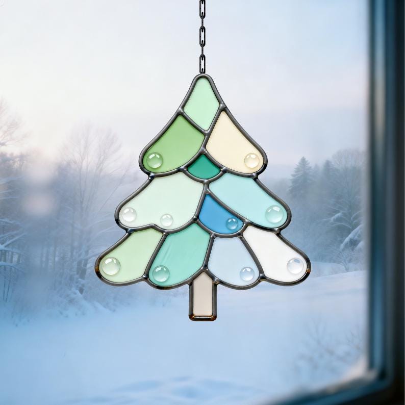 Winter Pine Tree Suncatcher Stained Glass Pattern (digital Download) - Etsy