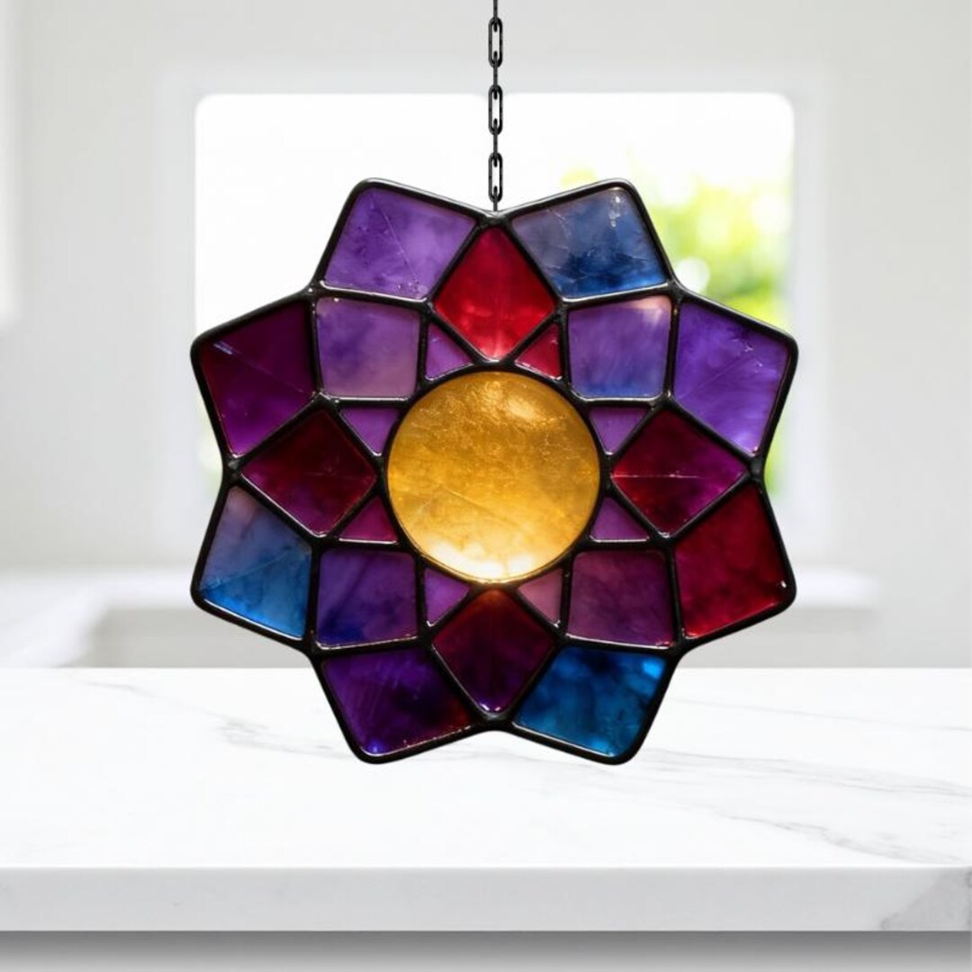 Mandala Stained Glass Pattern – Geometric Flower Suncatcher, DIY Glass ...