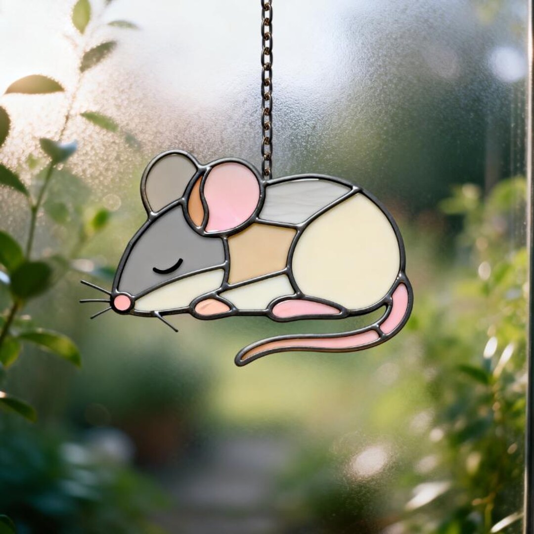 Sleeping Mouse Stained Glass Pattern, Suncatcher DIY (digital Download ...