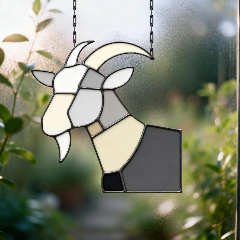Goat Suncatcher Stained Glass Pattern, Farm Animal Art (digital ...
