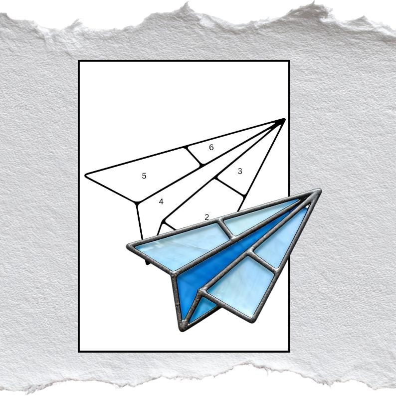 Paper Airplane Stained Glass Pattern, Simple Geometric Suncatcher, Easy ...