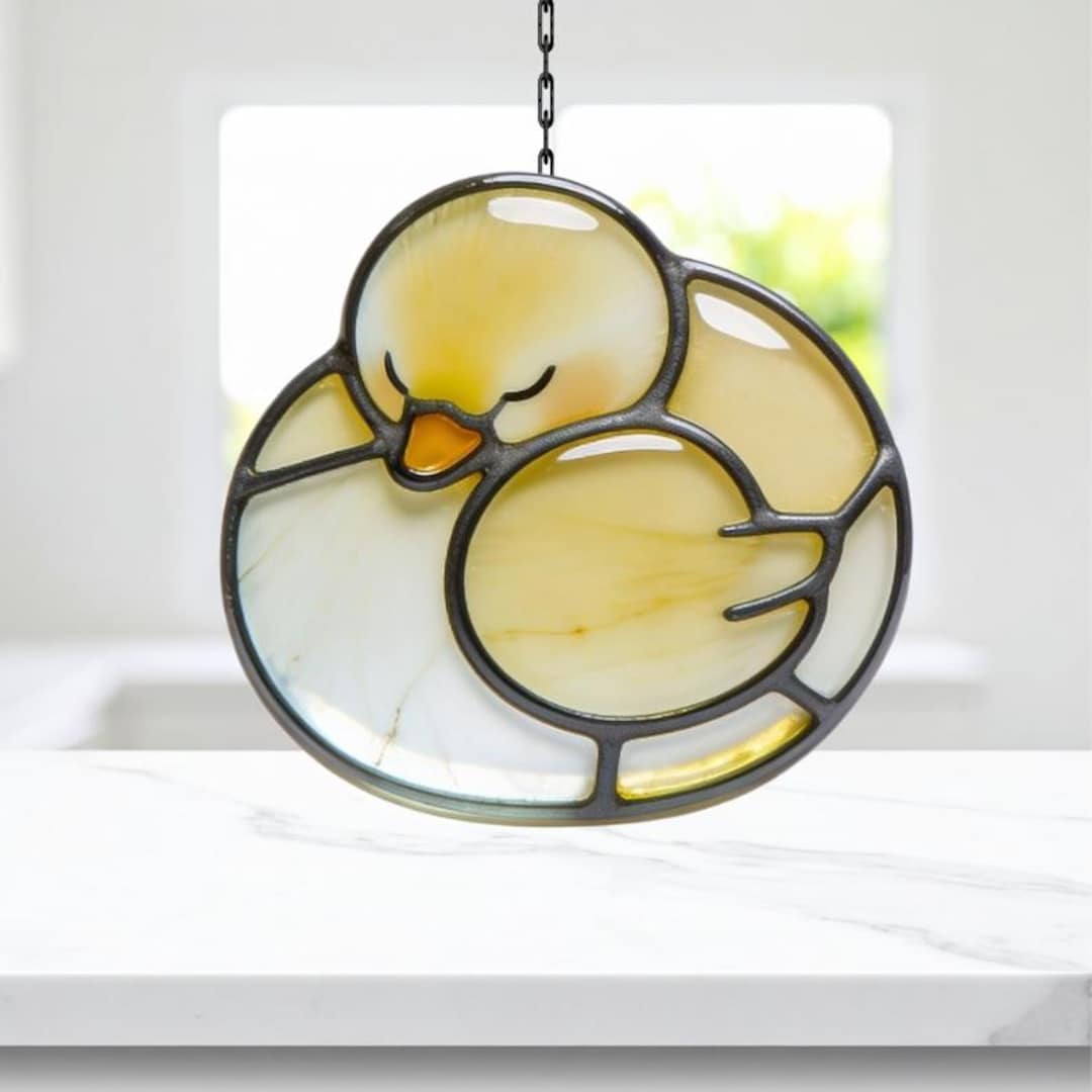 Baby Chick Stained Glass Pattern, Sleeping Chick Suncatcher, Nursery ...