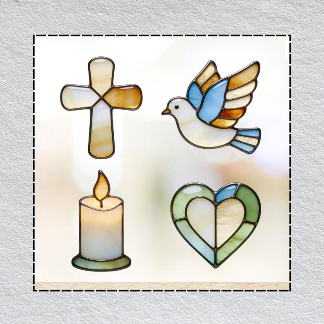 Memorial Suncatcher Stained Glass Pattern Bundle, Four Remembrance Icon ...