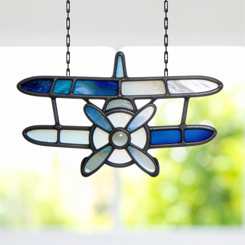 Minimal Airplane Stained Glass Pattern, Three Aircraft Silhouettes ...