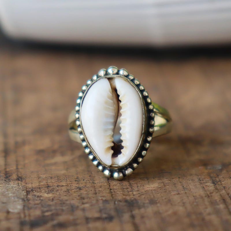 Cowrie Shell Ring - Etsy