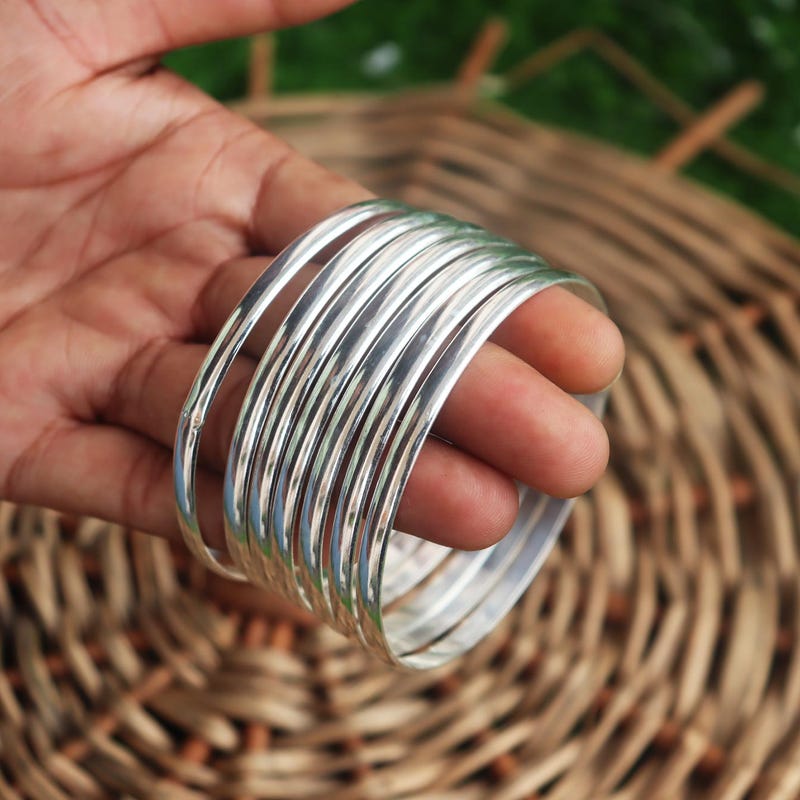 Sterling Silver Bangle Bracelet Set - Etsy