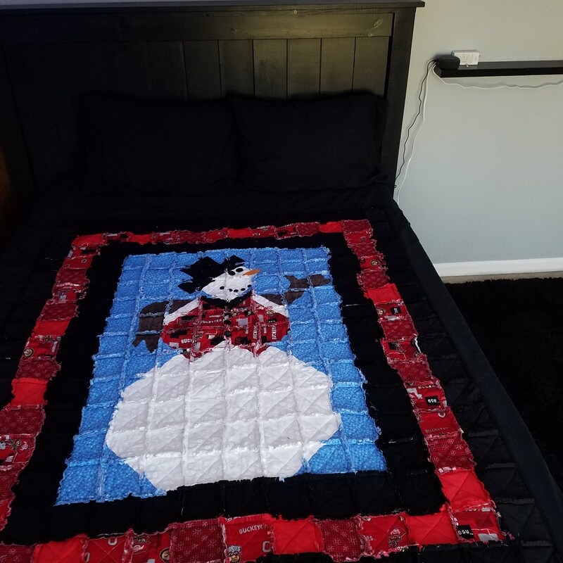 Snowman Rag Quilt - Etsy