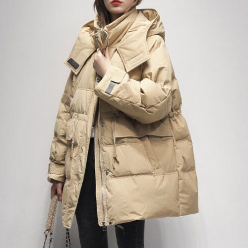 Winter Women's Mid-length Down Coat Loose Down Jackets - Etsy
