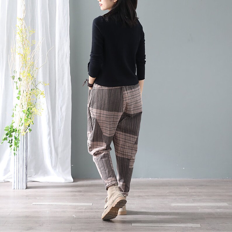 Winter Cotton Loose Pants,art Elastic Waist Cotton Pants, Women's Pants ...