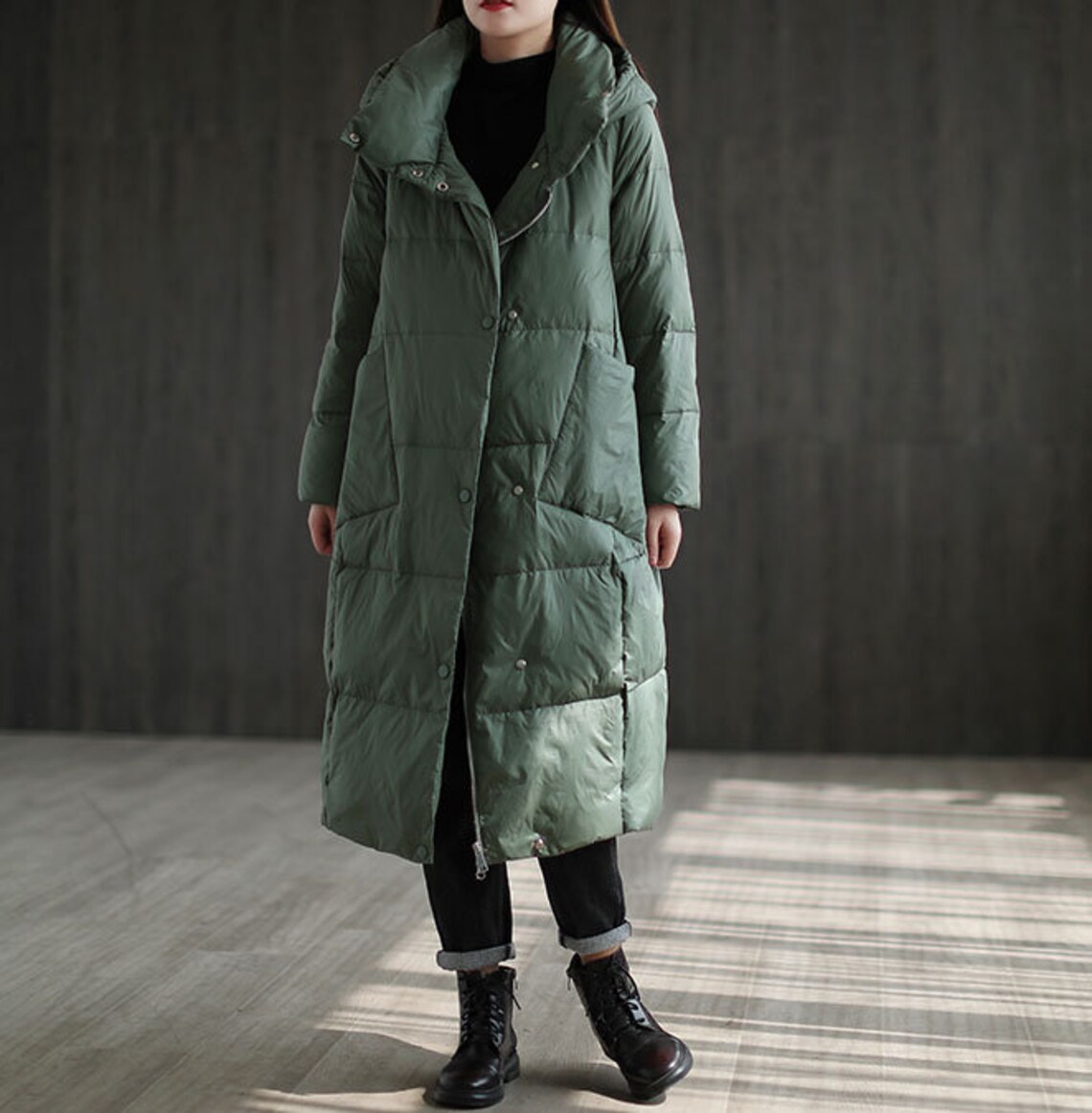 Winter Retro Mid-length Jacket Women Casual Down Coat Loose - Etsy