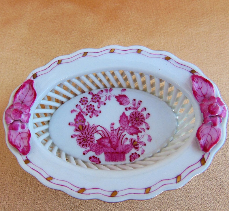 Pink Handpainted Porcelain Dish Elegant Antique Floral - Etsy