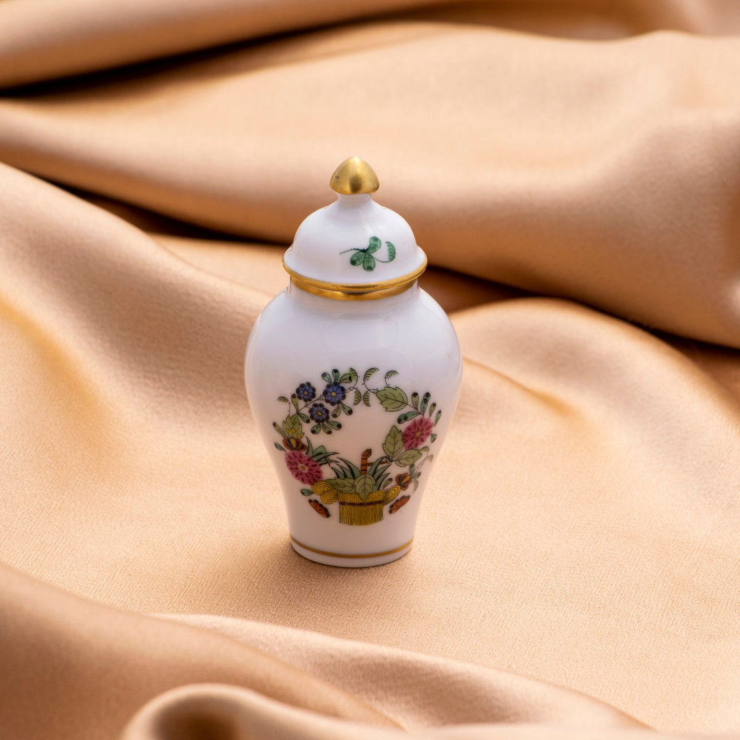 Small Porcelain Vase With Lid, Miniature Herend Lidded Vase, Elegant ...